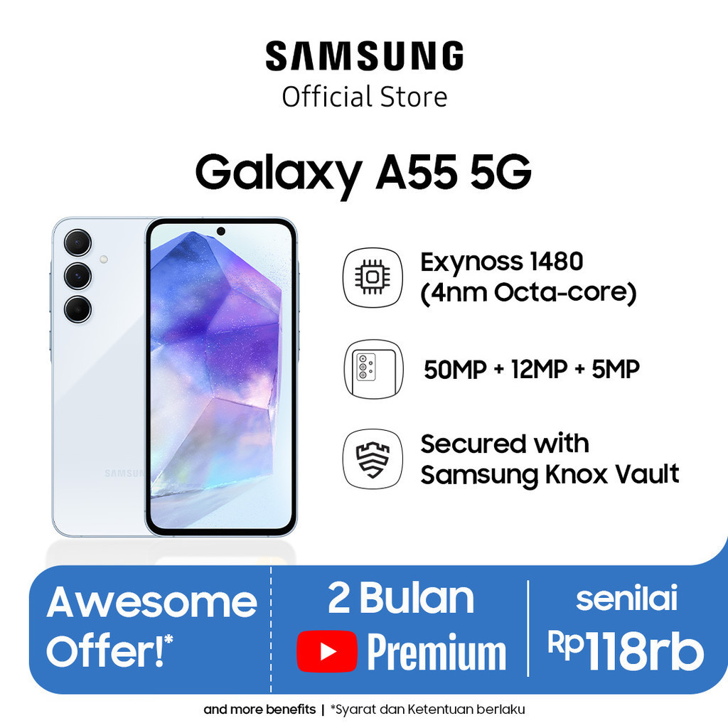 Jual Samsung Galaxy A55 5G 8/256GB - Awesome Ice Blue | Shopee Indonesia