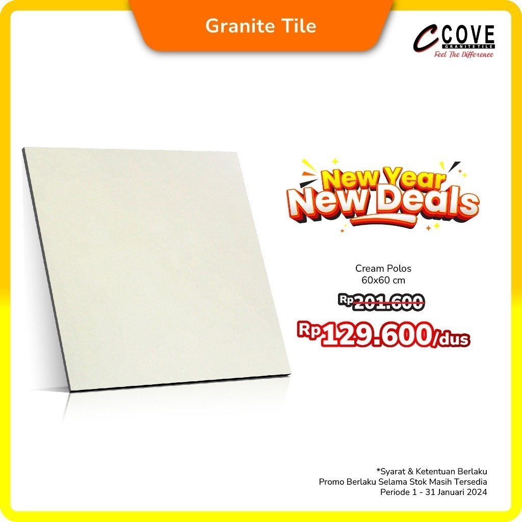 Jual BDA Granite Tile Granit Keramik Lantai 60x60 Cream Polos | Shopee ...