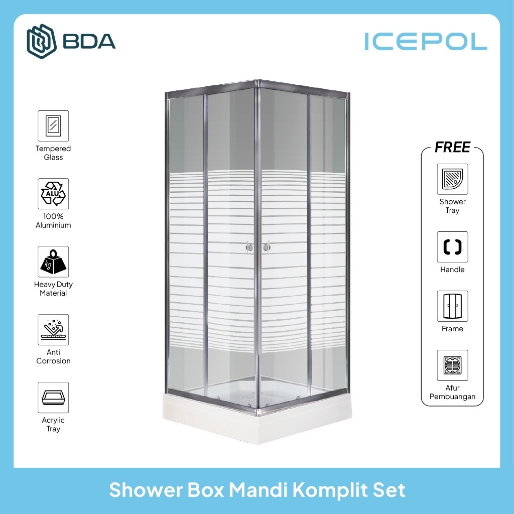 Jual Icepol Shower Box Shower Screen Kamar Mandi IC 8024 CHL Inc Tray ...