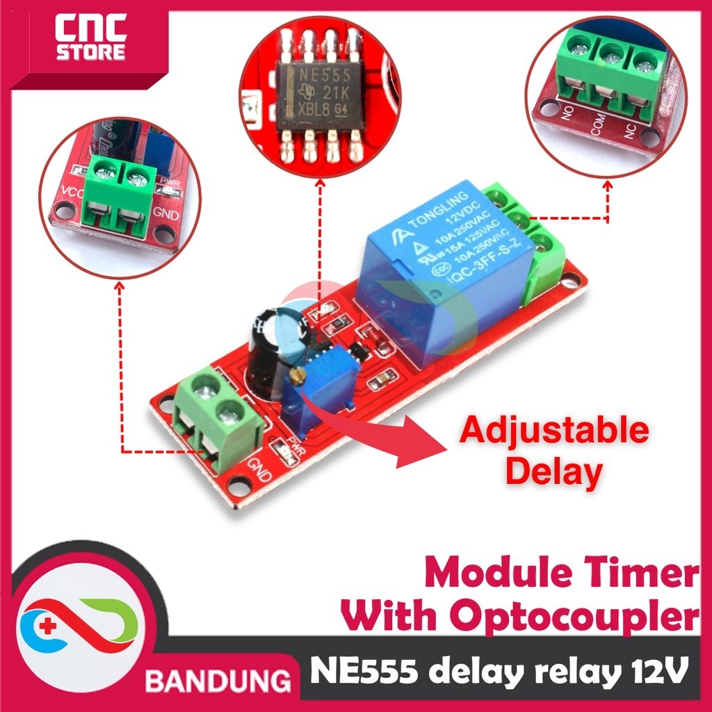 Jual NE555 DELAY RELAY 12V MODULE TIMER WITH OPTOCOUPLER | Shopee Indonesia