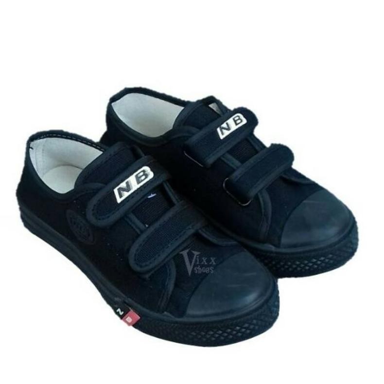Jual Sepatu Anak Sekolah Full Hitam Anak Sd Smp Model Velcro/Perekat ...