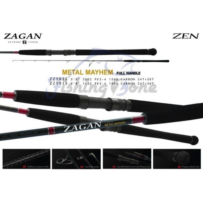 Jual Zen X EA ZAGAN METAL MAYHEM Full Handle Rod 581S - PE 2-4 (1 ...