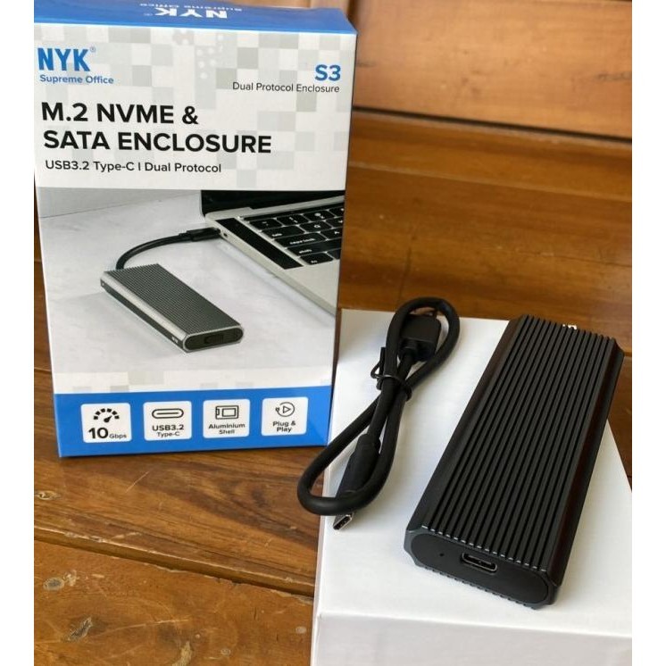 Jual NYK S3 Casing SSD Enclosure SSD M2 NVME + M2 Sata dual protocol ...