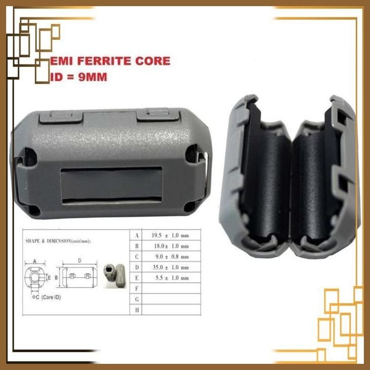 Jual [ETR] New 9mm Ferrite Core Cable Filter Noise Suppressor EMI RFI ...