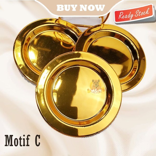 Jual Stand with Piring Buah kurma Stainless Emas kue permen Gold 6pc ...