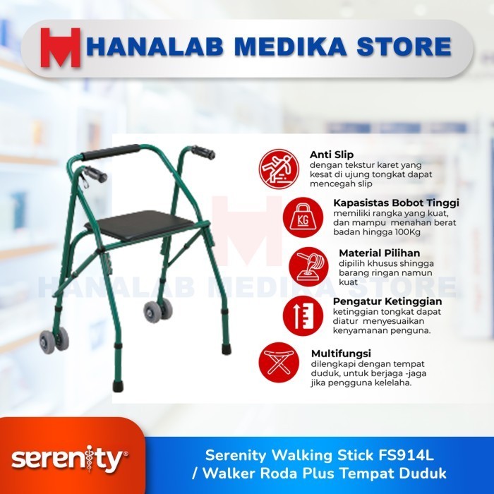 Jual Serenity Walking Stick FS914L / Walker Roda Plus Tempat Duduk ...