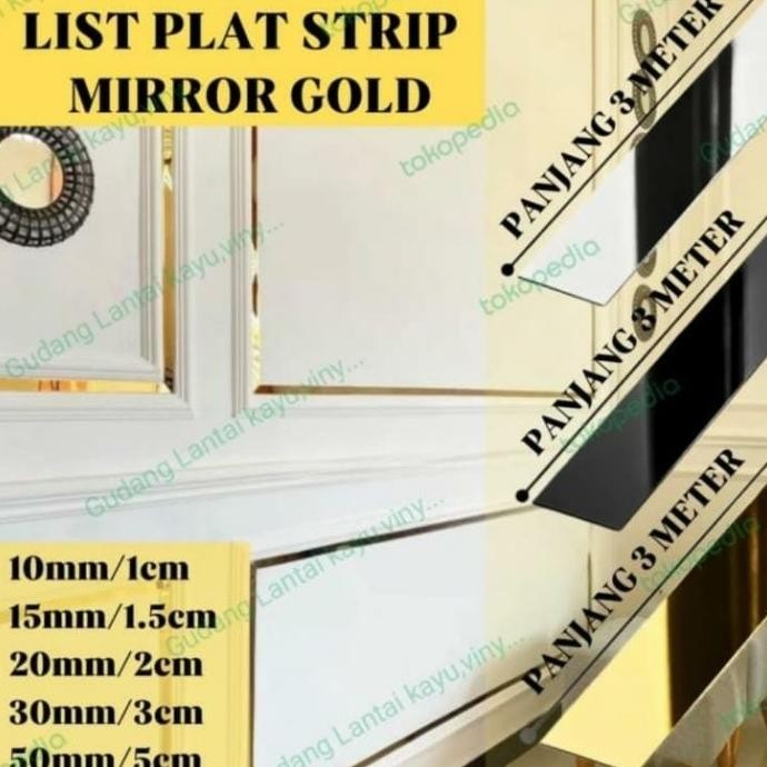 Jual LIS PLAT STRIP MIRROR GOLD STAINLESS STEEL 20 MMX3MTRX0.8MM ...