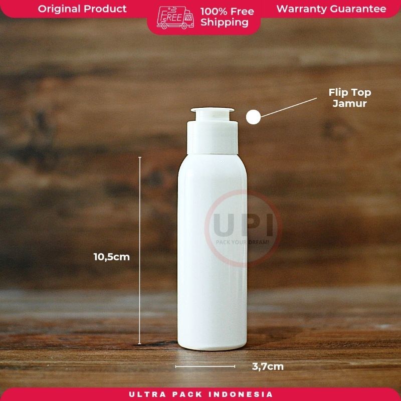 Jual Kemasan Botol Fliptop Isi Ulang - BOTOL PET BR 100ML PUTIH + FLIP TOP JAMUR | Shopee Indonesia