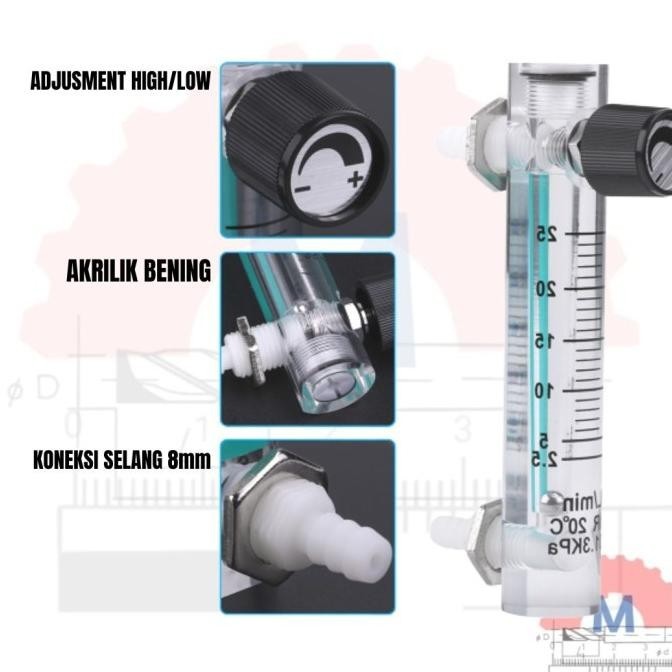 Jual Flowmeter Oksigen 2.5 - 25 Lpm Flow Meter Rotameter Udara Gas | Shopee Indonesia