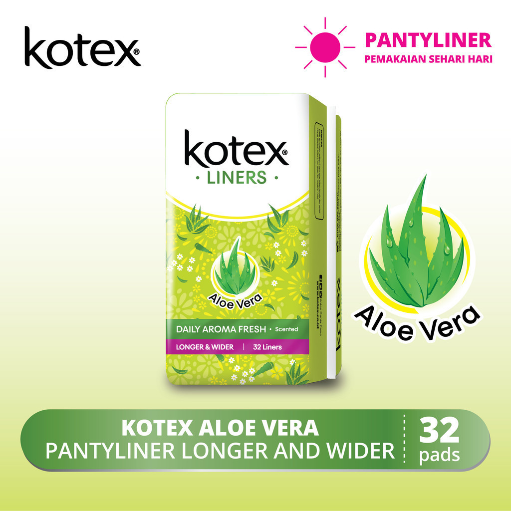 Jual Kotex Liners Aloe Vera Longer & Wider isi 32 pads | Shopee Indonesia