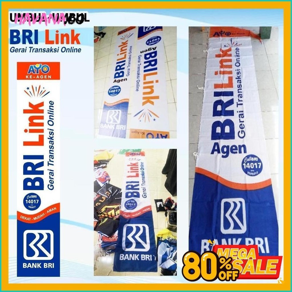 Jual Umbul Umbul Agen Brilink / Bri Link Ready Stock Bisa Custom Nama ...