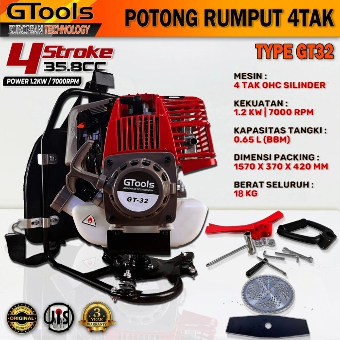 Jual Mesin Potong Rumput dan Padi 4Tak GTOOL GT32 mod HONDA Brush Cutter | Shopee Indonesia