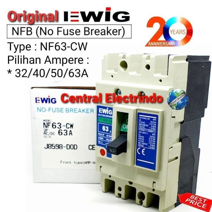 Jual MCCB NFB 63CW 32A/40A/50A/63A EWIG (model MITSUBISHI). | Shopee Indonesia