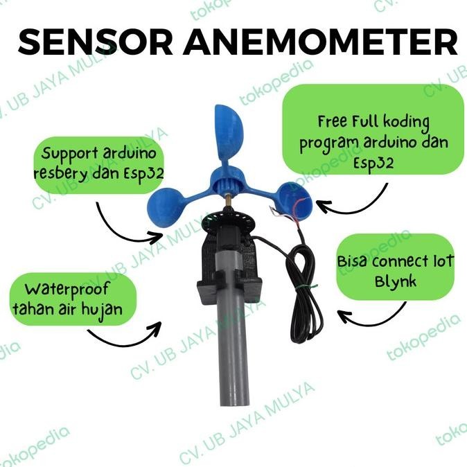 Jual Baru Sensor Kecepatan Angin Anemometer Arduino Free Ing Program ...