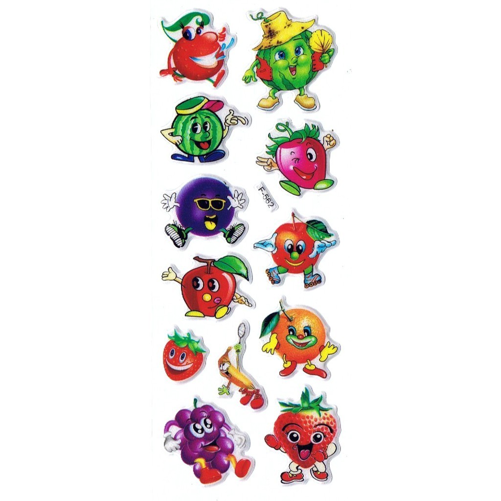Jual SK501 Stiker Sticker Timbul Set Strip Aneka Gambar Kartun Buah ...