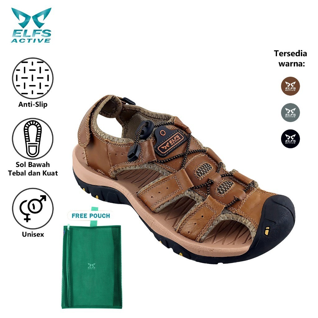 Jual ELFS ACTIVE Sepatu Sandal Gunung Kulit Asli Unisex mountain ...