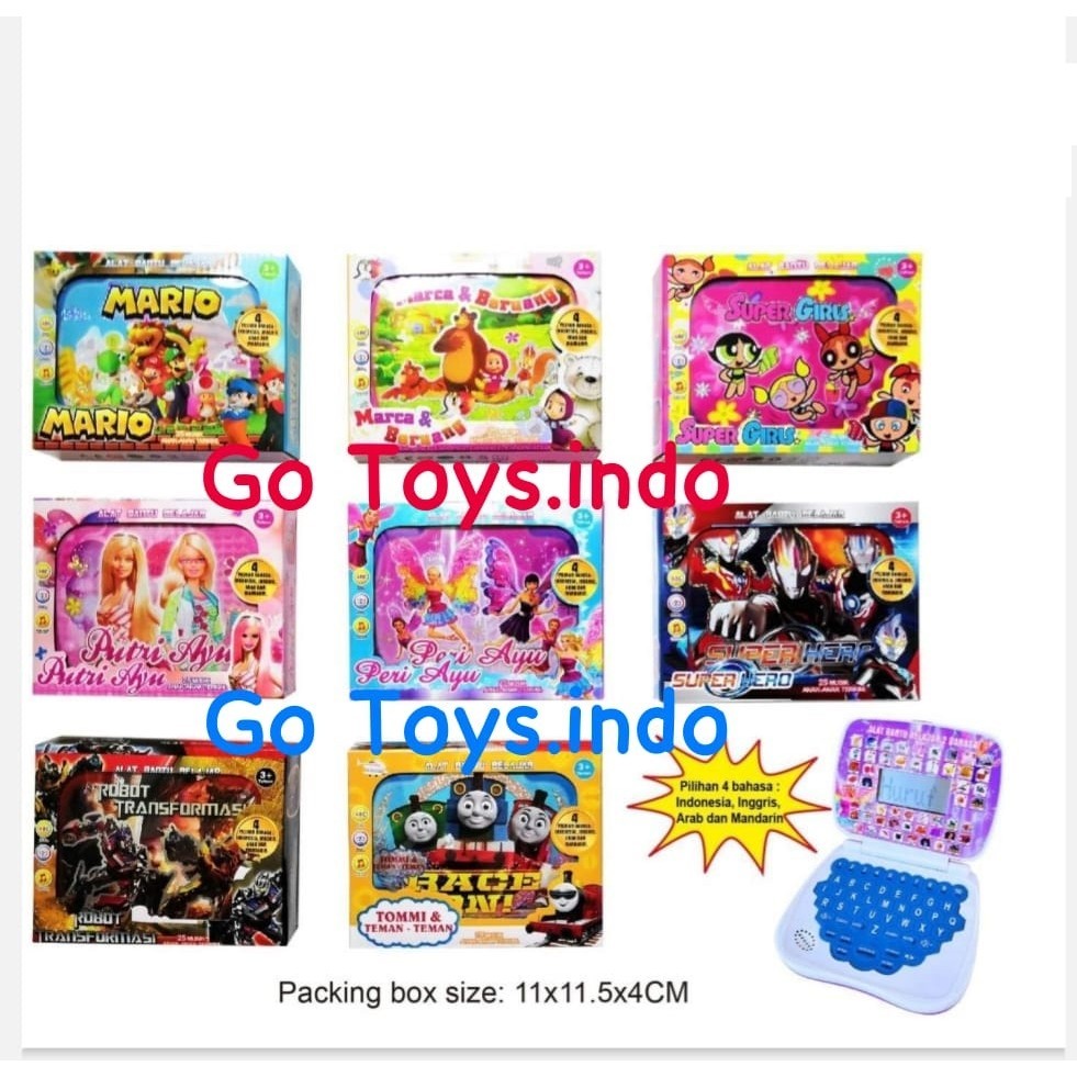 Jual Mainan Anak Mini Laptop 4 BAHASA / Alat Bantu Belajar Termurah ...