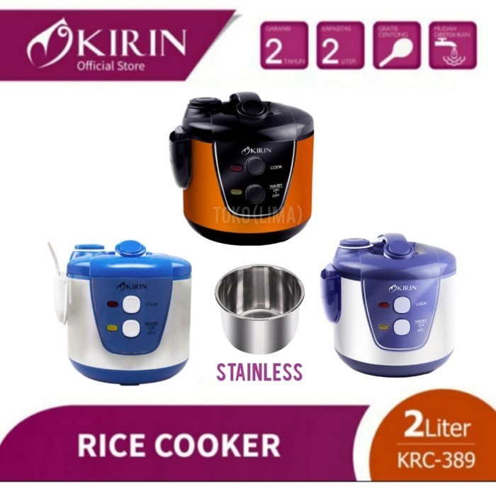 Jual Rice Cooker Stainless Kirin Krc 389 2 Liter Magic Com Kirin 389 Ss ...