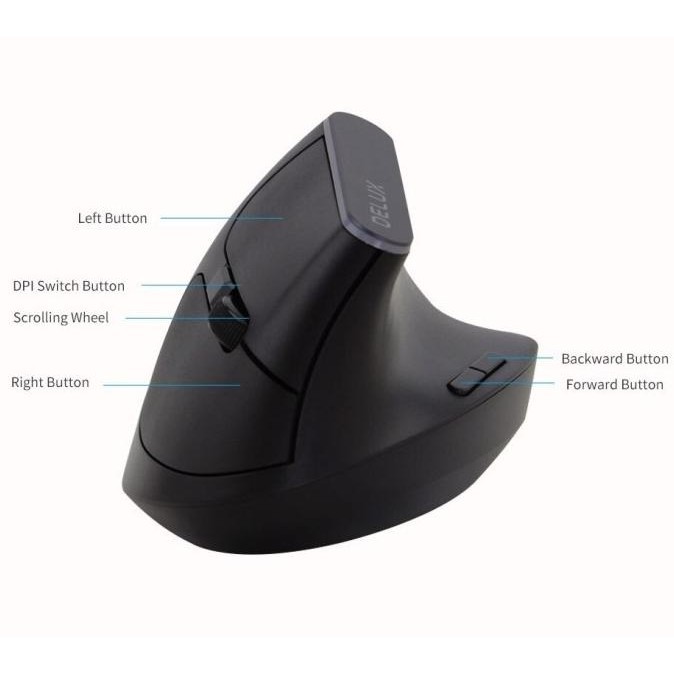 Jual Delux M618C M618Db Dual Mode Bluetooth Wireless Vertical Mouse | Shopee Indonesia