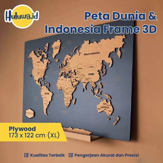 Jual TERBARU PETA FRAME 3D / PETA DUNIA & INDONESIA FRAME 3D / 3D WALL ...