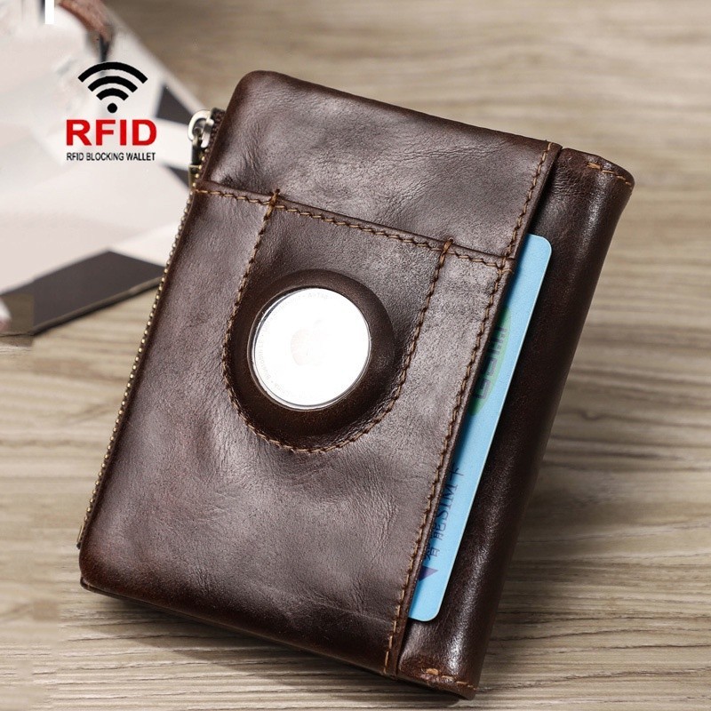 Jual Dompet Kulit Asli Mewah Ritsleting Rfid dengan Casing Airtag Tas ...