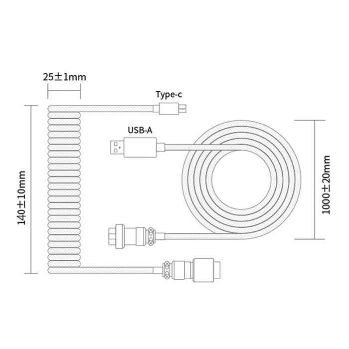 Jual Coiled Cable Type C Aviator Kabel Keyboard Coil Keyboard ...