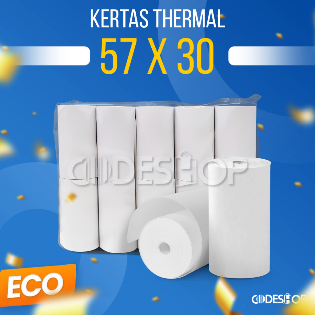 Jual 1 SLOP Kertas Kasir Struk Thermal 57X30 58X30 Paper Roll Mini ...