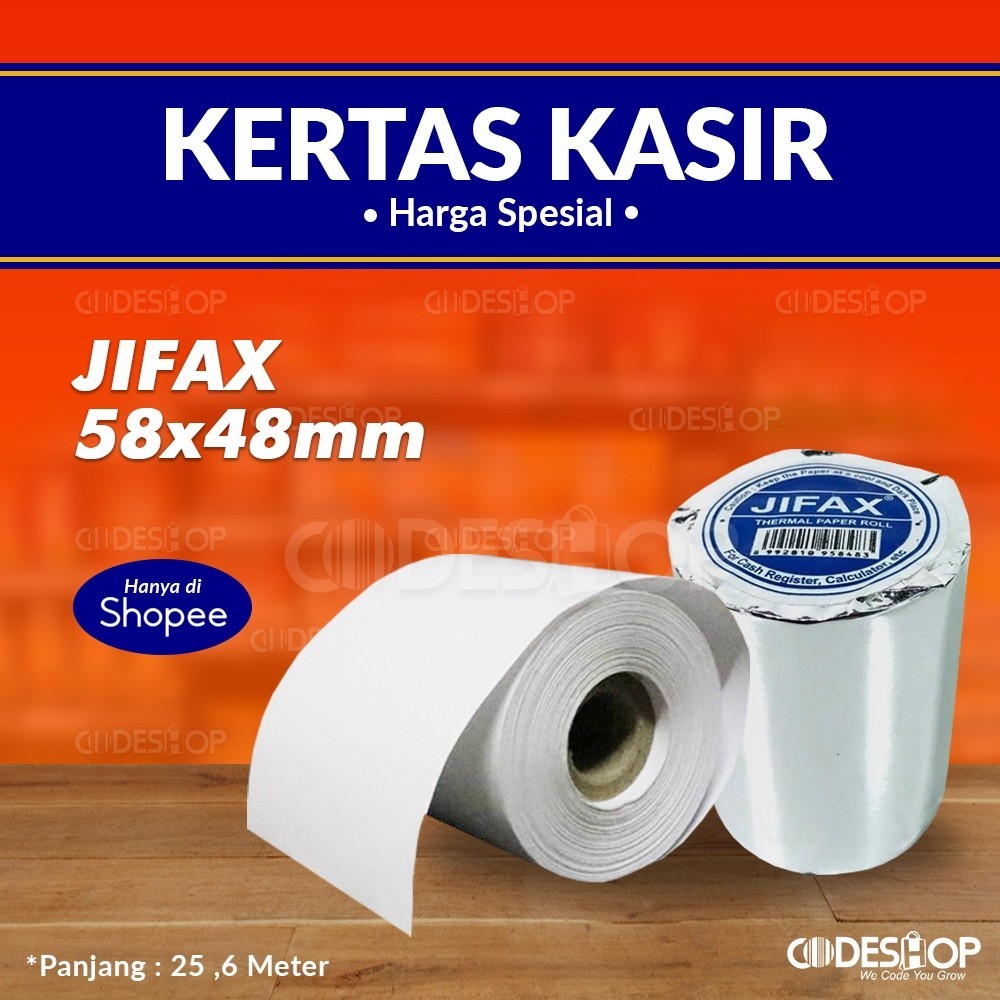Jual Kertas Thermal Jifax 58 x 48 mm Struk Kasir 58mm | Shopee Indonesia