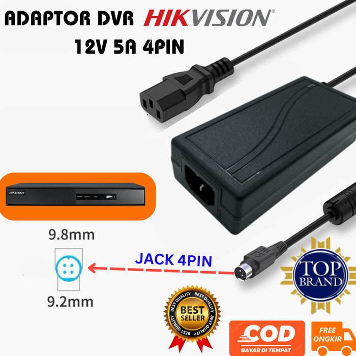 Jual Ready Adaptor 12V 5A 4 Pin untuk Hikvision DVR / Adapter 4 pin 12 ...