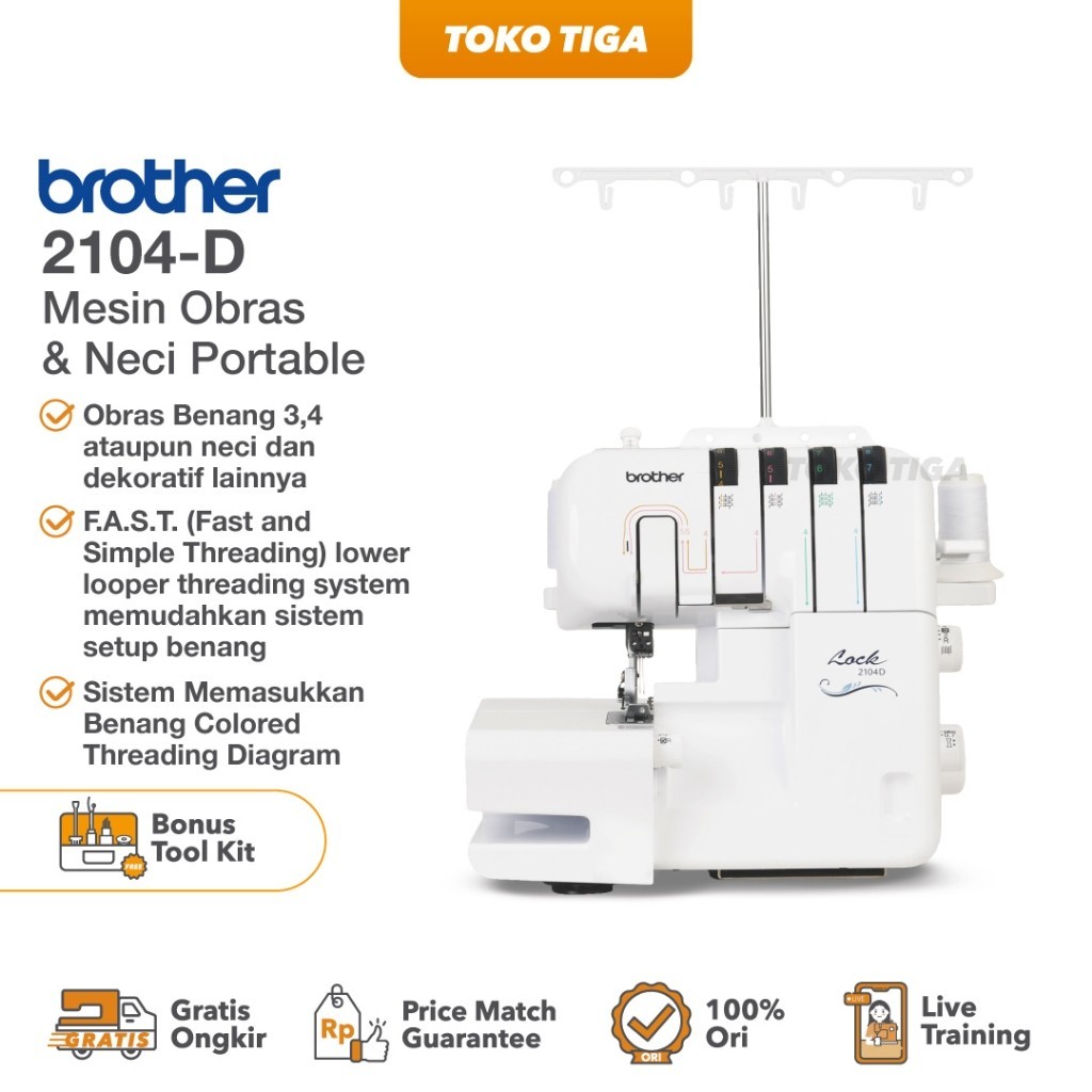 Jual Mesin Obras dan Neci Portable BROTHER 2104D / 2104 D Lock | Shopee Indonesia