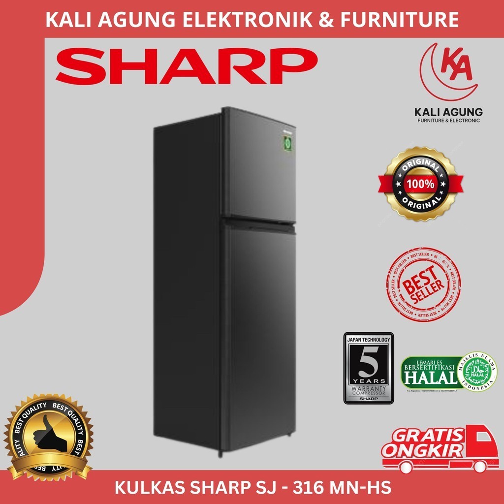 Jual KULKAS SHARP 2 PINTU / SJ 316 MN-HS / GRATIS PENGIRIMAN KOTA ...