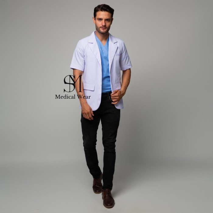 Jual Jas Dokter Pria Lengan Pendek Sneli Dokter Blazer Sm Medical Wear ...