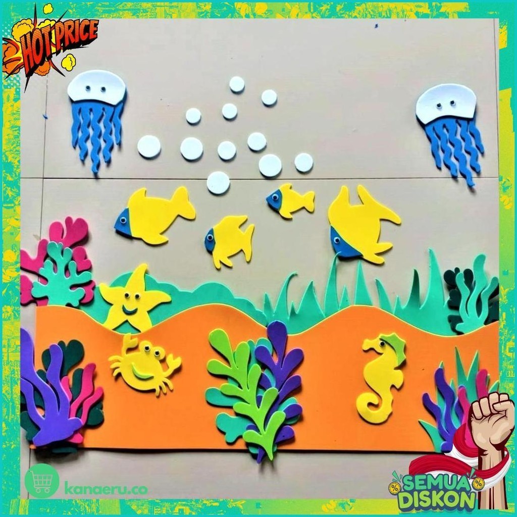 Jual (Dyi) 1 Set (50 Cm X 60 Cm) Hiasan Dinding Jendela Pojok Baca Kelas Paud Tk Sd Bawah Laut ...