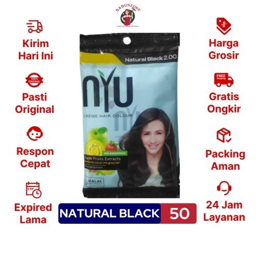 Jual NYU Hair Colour Natural Black Semir Hitam Pewarna Rambut Sachet 20 ...