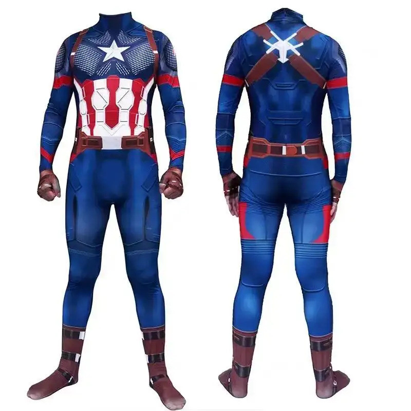 Jual Captain America Cosplay Costume Jumpsuit Superhero Party Halloween ...