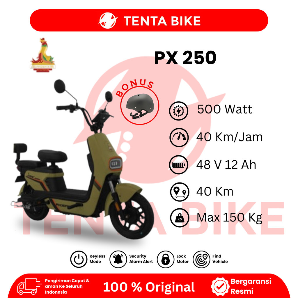Jual Tenta Bike Sepeda Listrik Dewasa Phoenix PX 250 Bergaransi Resmi ...