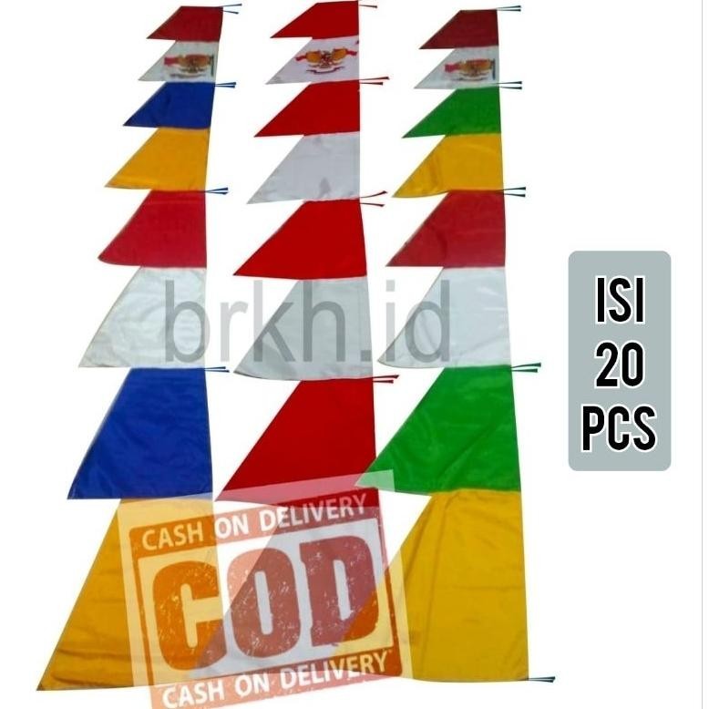 Jual Kekinian Isi 20 Pcs ( 1 Kodi ) Umbul Umbul Bendera Merah Putih Bendera Segitiga Warna Warni ...
