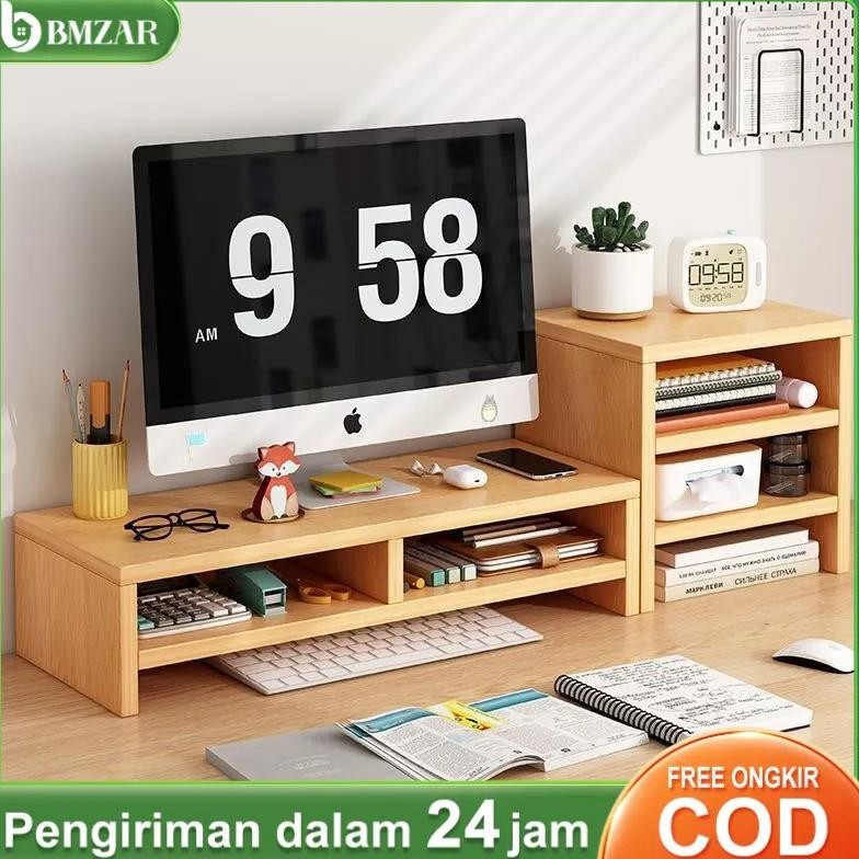 Jual Stand Monitor Kayu Meja Monitor Rak Monitor Desktop Dudukan ...