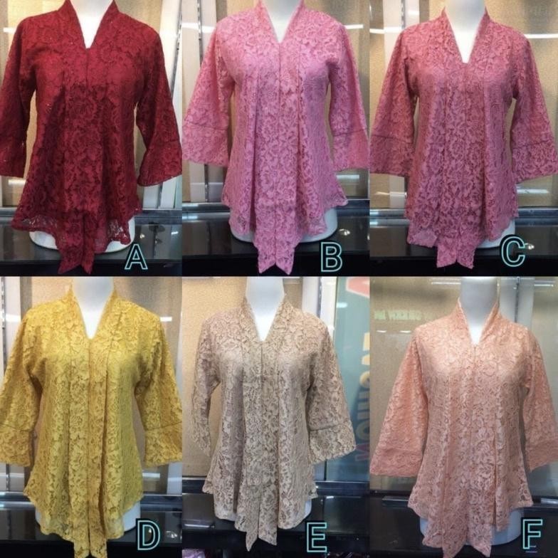 Jual Atasan Kebaya Brukat Atasan Kebaya Kartini Atasan Kebaya Kutubaru polos floy Aneka Warna ...
