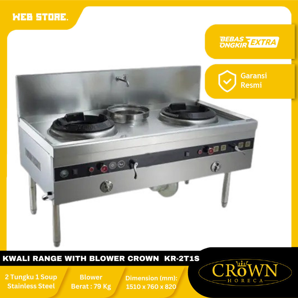 Jual Kompor Gas 2 Tungku 1 Soup Ring Kwali Range with Blower CROWN KR ...