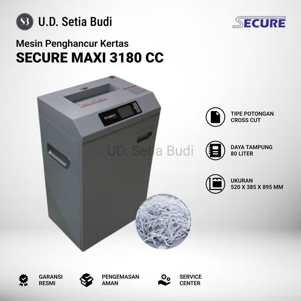 Jual Mesin Penghancur Kertas Secure Maxi 3180 CC Paper Shredder Secure ...