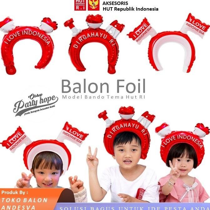 Jual isi 50 Balon foil Bando Merah Putih / Balon Bando bendera i love ...
