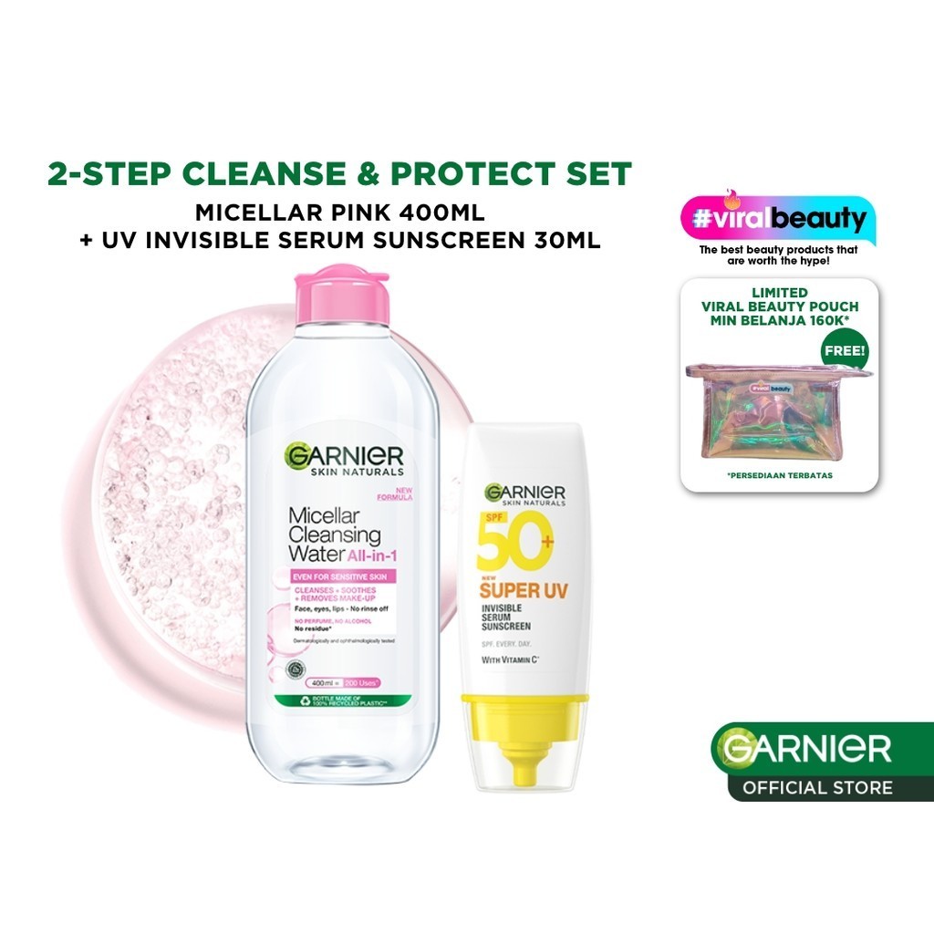 Jual Paket Garnier 2-Step Micellar & Sunscreen Kit - Micellar Water ...