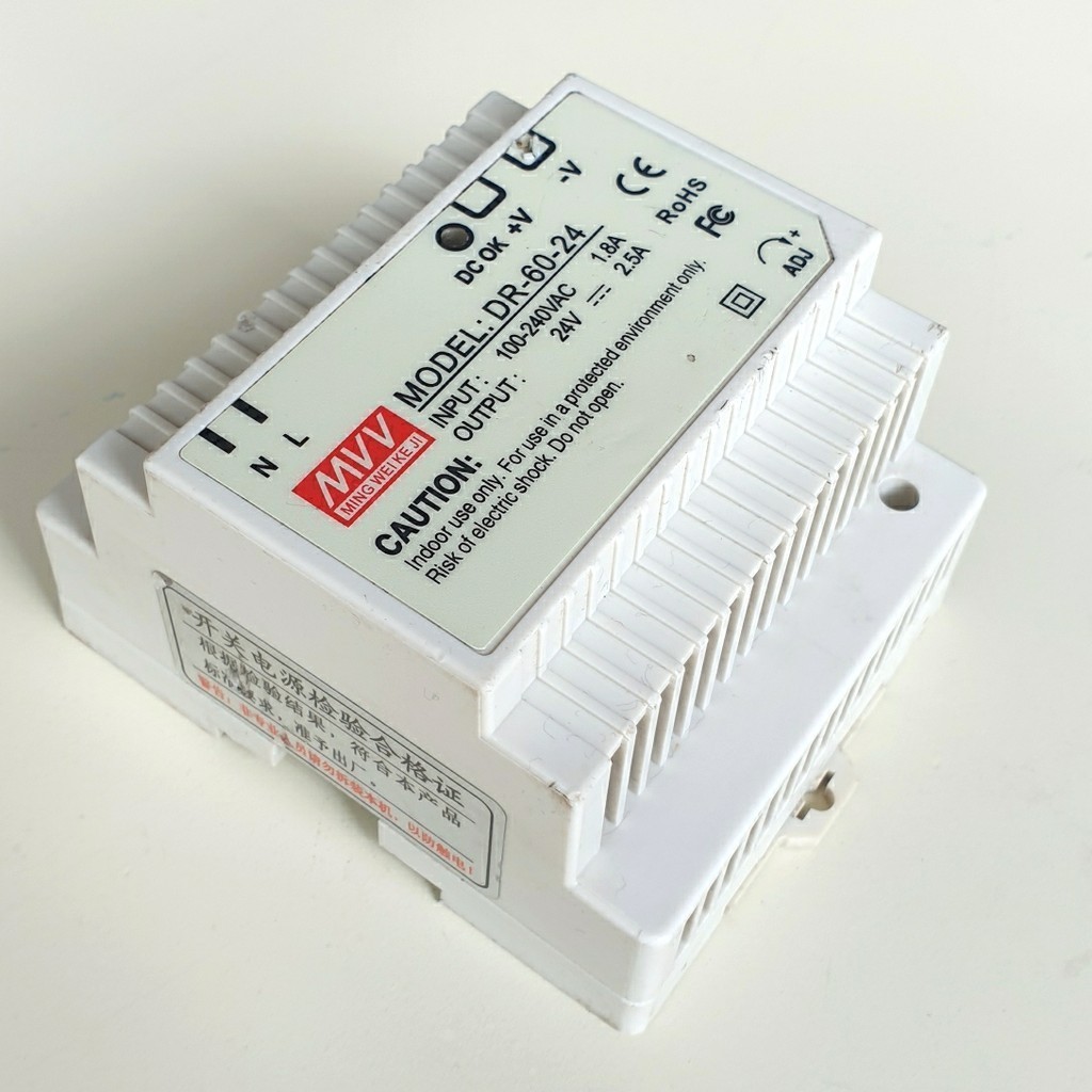 Jual dc power supply MW mean well DR-60-24,input 100-240vac out 24vdc 2 ...