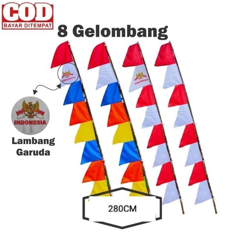 Jual BIG SALE BENDERA UMBUL UMBUL 8 Glombang Titik Mata Warna Warni Merah Putih Model Gergaji ...
