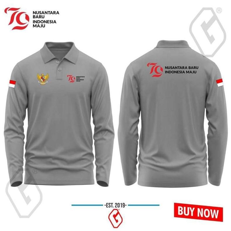 Jual ed-76 Kaos Kerah Kemerdekaan 17 Agustus 2024 79th Baju Lengan Panjang Polo HUT RI Baju ...