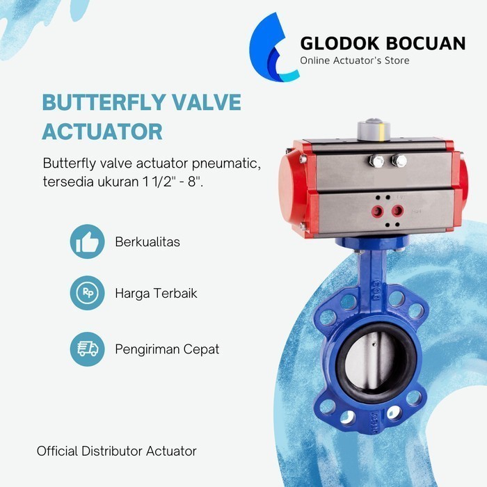 Jual Butterfly valve cast iron 3" actuator double acting 3 inch | Shopee Indonesia