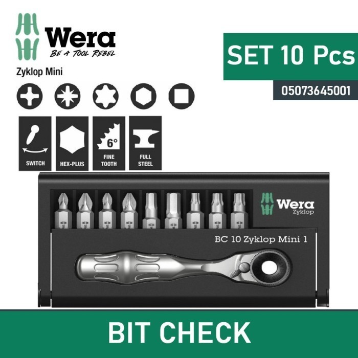 Jual Produk WERA Obeng Bit Ratchet Set 05073645001 Bit-Check 10 Zyklop ...