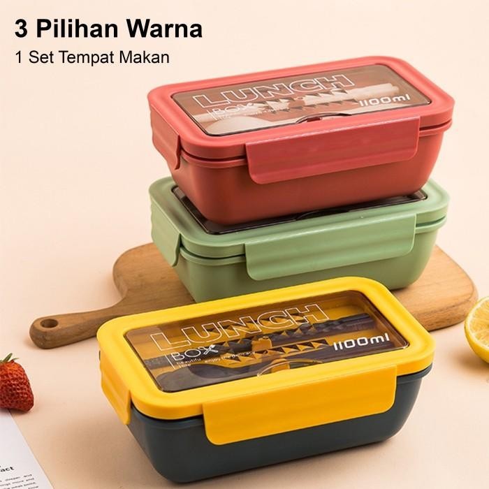 Jual Tempat Kotak Bekal Makan Lunch Box Anak Plastik 1100 Ml Bento Box ...
