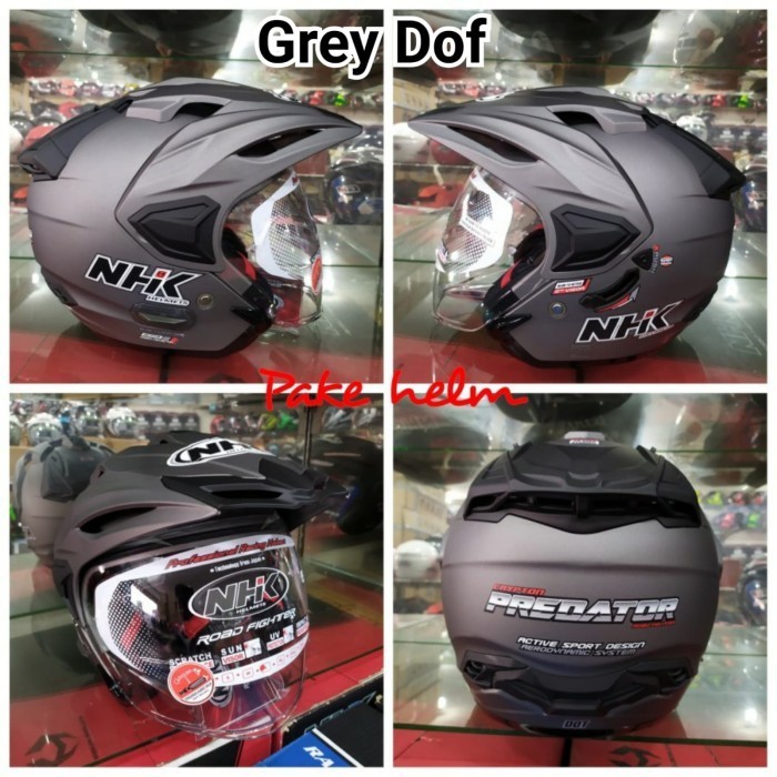 Jual Helm Nhk Half Face Nhk Crypton Nhk Double Visor Black Doff | Shopee Indonesia